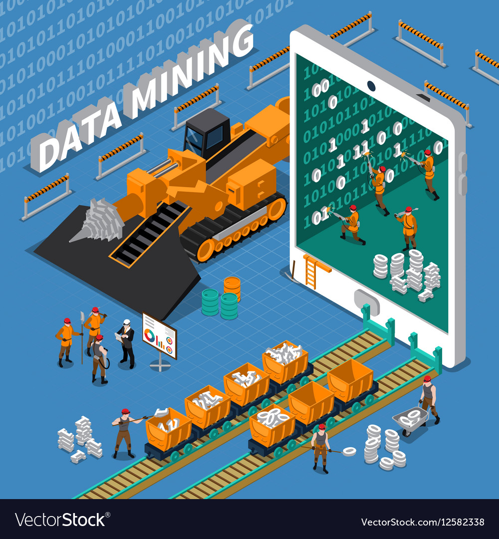 Data mining isometric concept Royalty Free Vector Image
