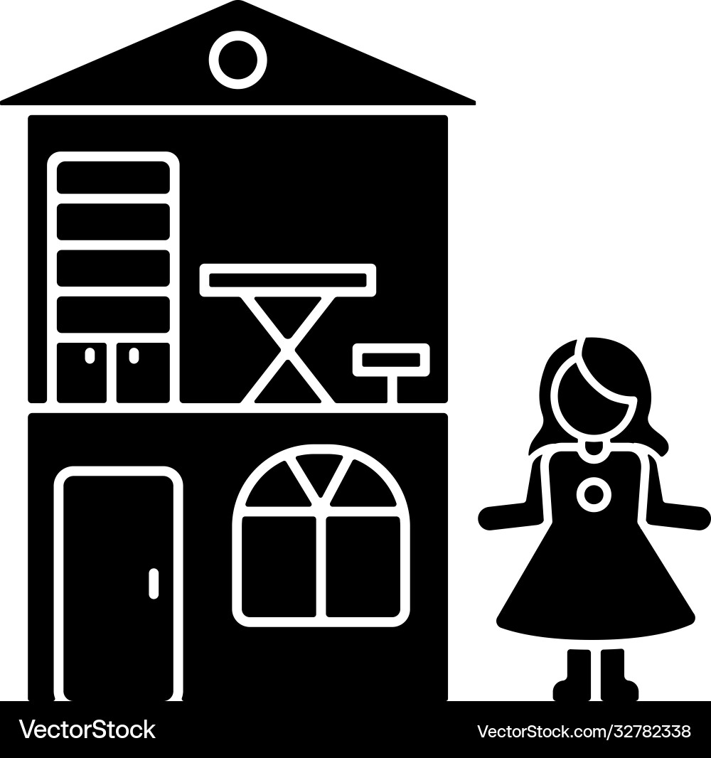 Dollhouse black glyph icon Royalty Free Vector Image