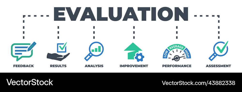 Evaluation concept with icons and signs Royalty Free Vector