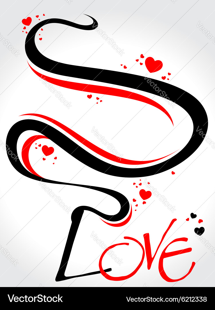 Floral with stylish love text Royalty Free Vector Image