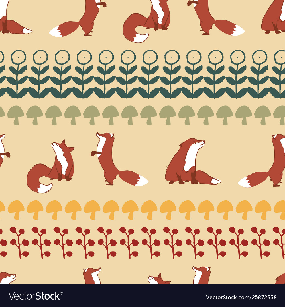 Fox leaves seamless repeat pattern Royalty Free Vector Image