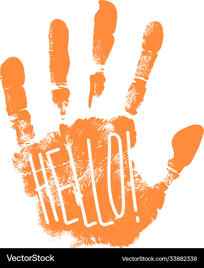 Human hand print silhouette icon with hello Vector Image