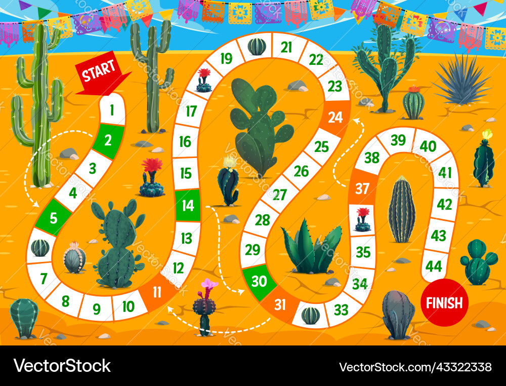 Kids step board game mexican desert with cactuses Vector Image