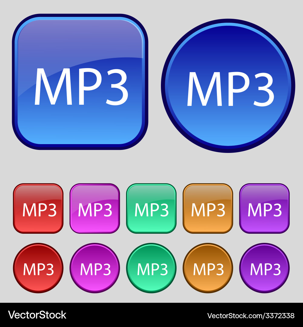Mp3 music format sign icon musical symbol set Vector Image