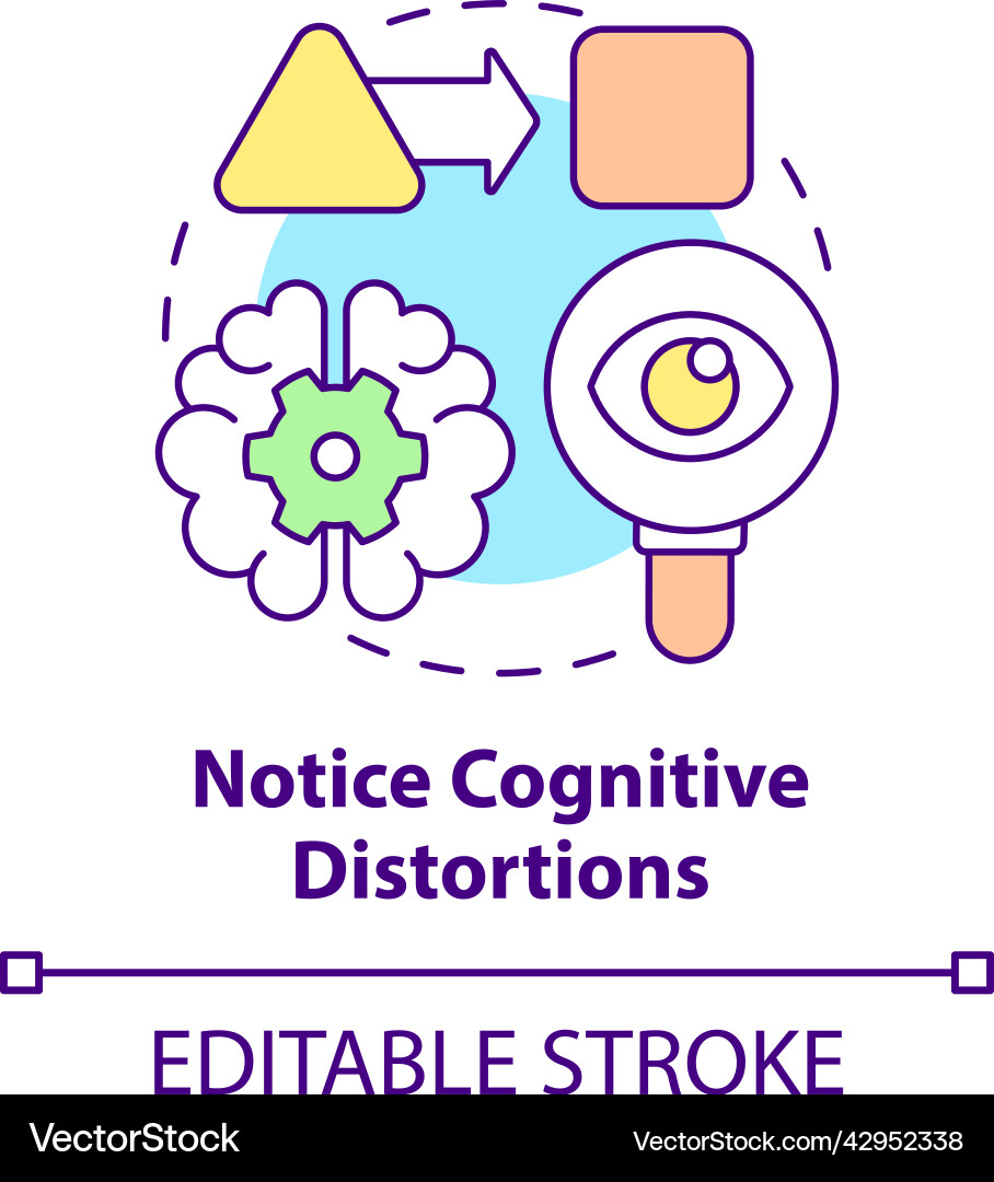 Notice cognitive distortions concept icon Vector Image