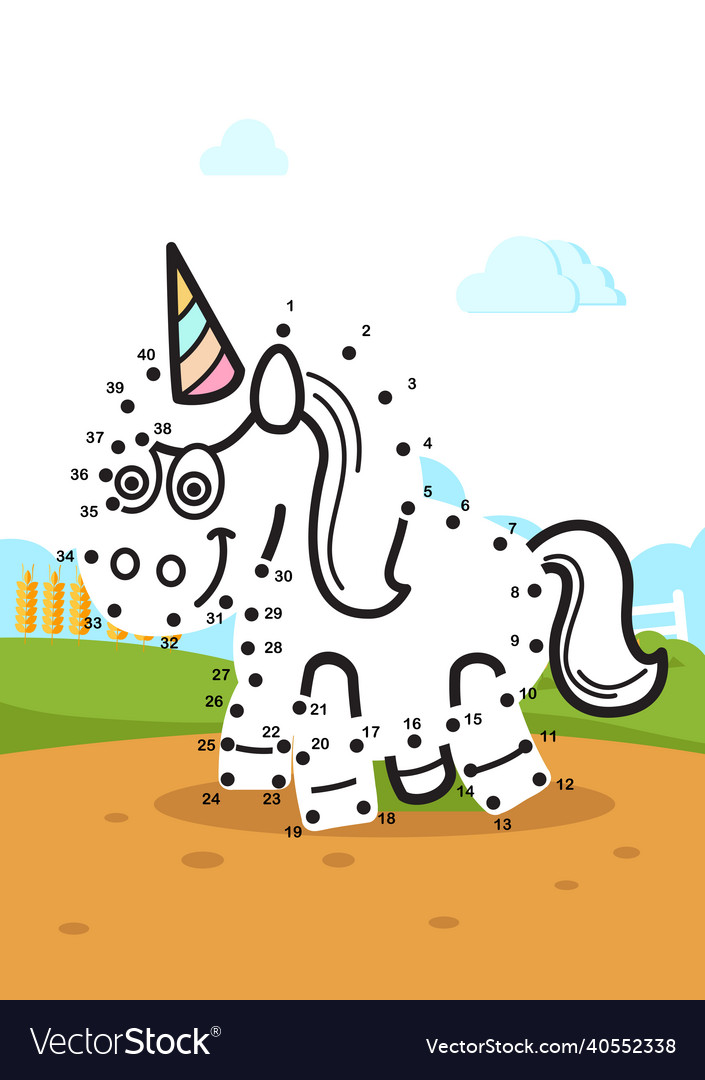 Numbers game education for children unicorn Vector Image