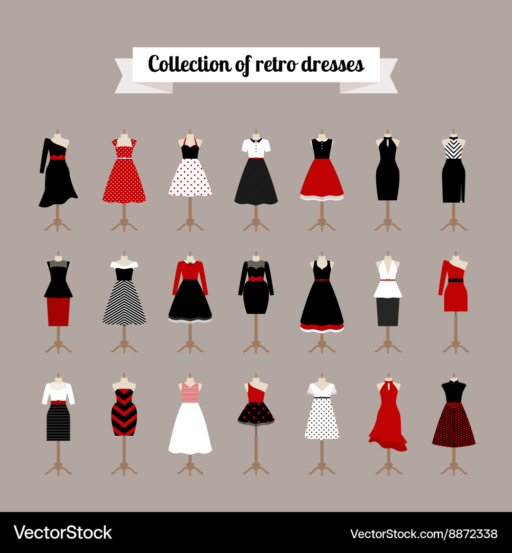 Retro woman dresses Royalty Free Vector Image - VectorStock