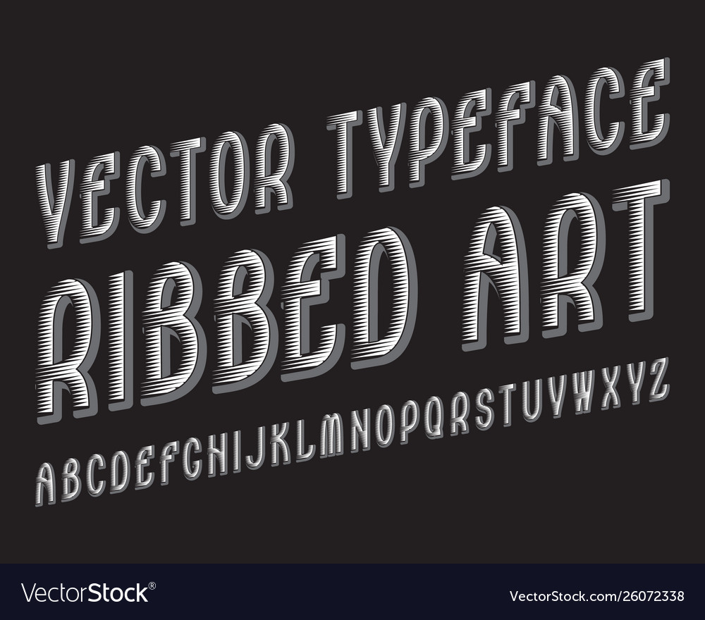 Ribbed art typeface white gray contrasting font Vector Image Ribbed art typeface white gray contrasting font Vector Image