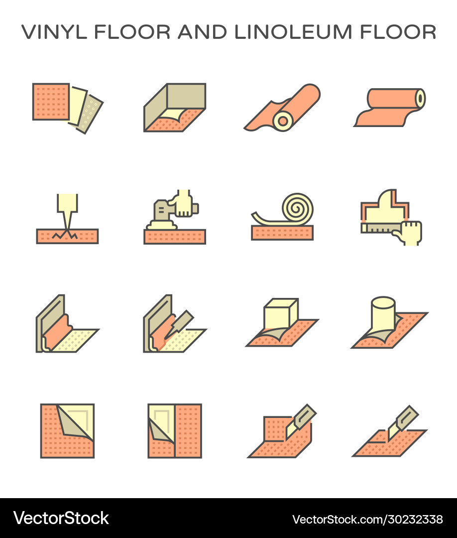 Vinyl floor and linoleum installation work Vector Image