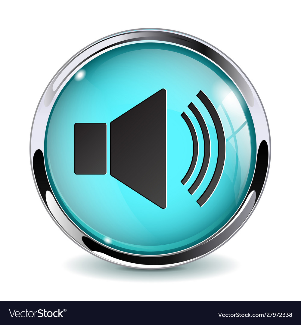 Web button volume on blue glass 3d icon Royalty Free Vector