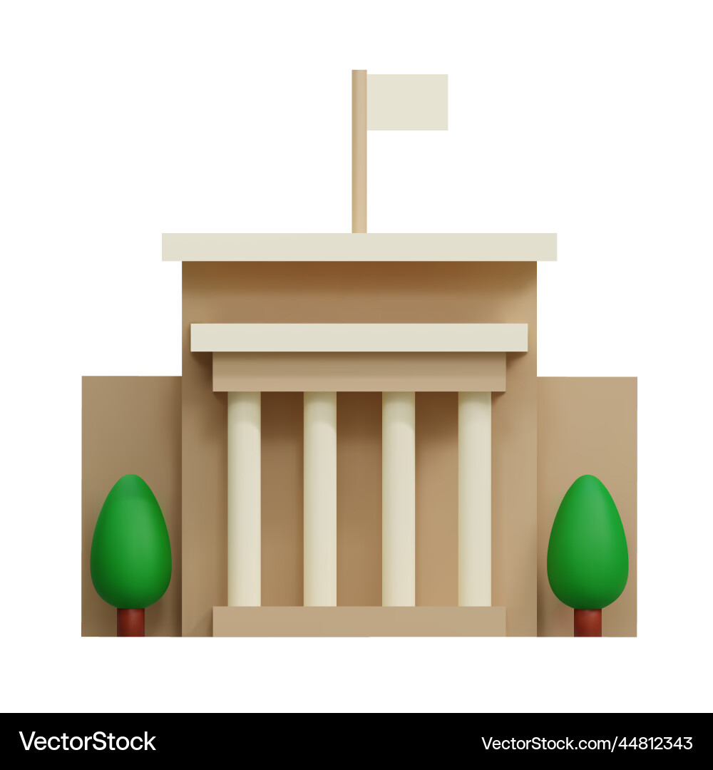 3d bank or courthouse icon architecture building Vector Image