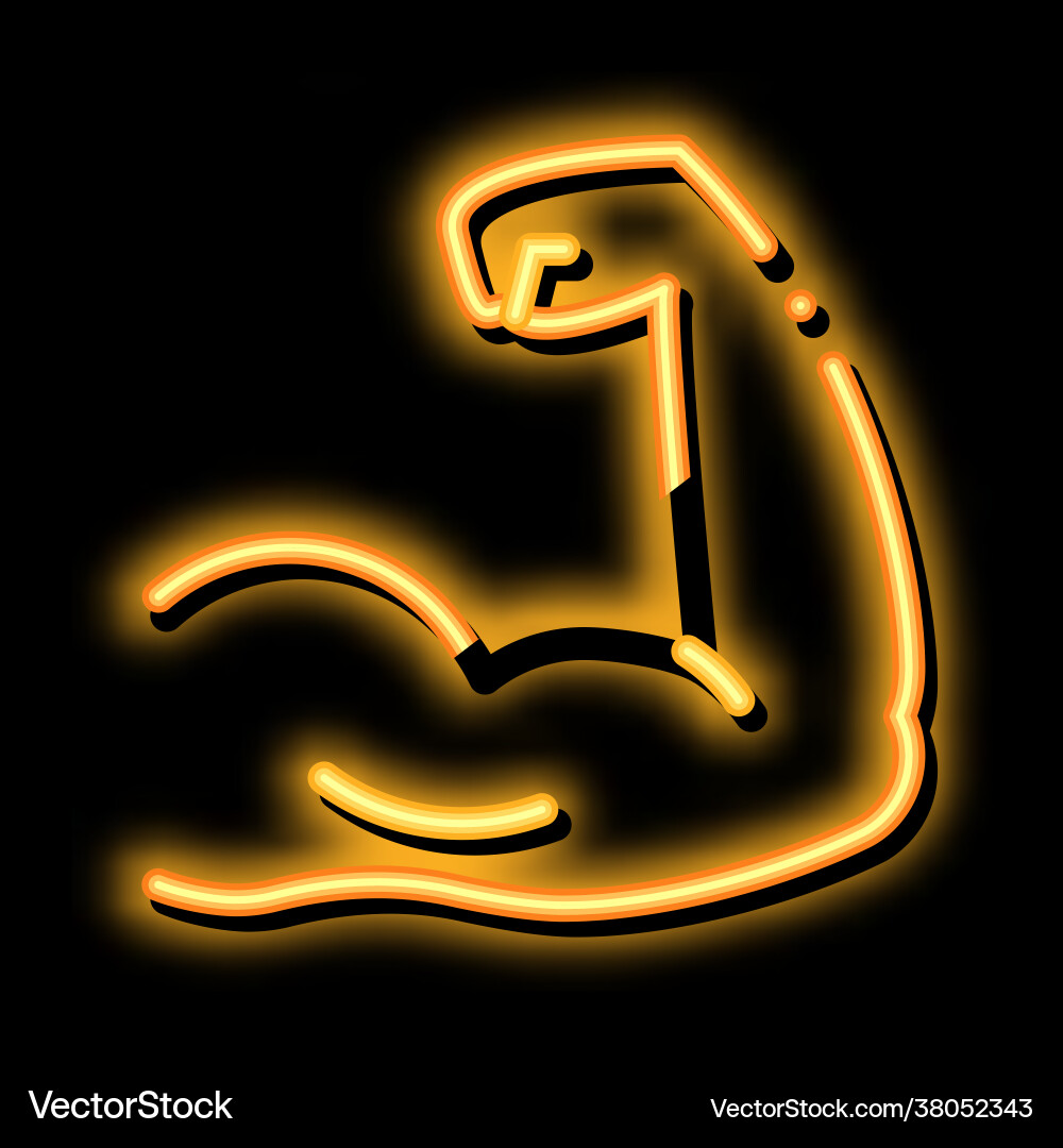 Arm muscles neon glow icon Royalty Free Vector Image