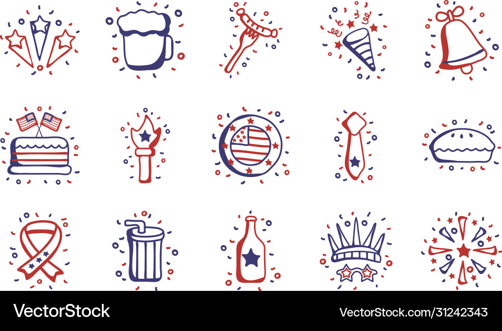 Bundle usa set icons Royalty Free Vector Image