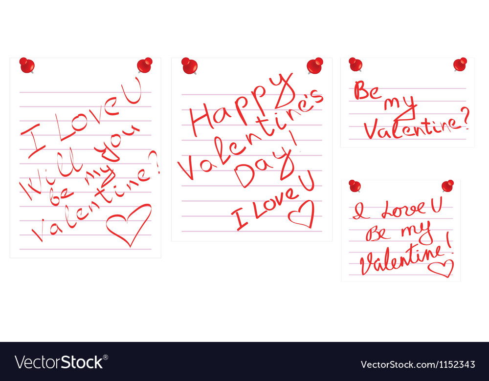 Day of valentine notes Royalty Free Vector Image
