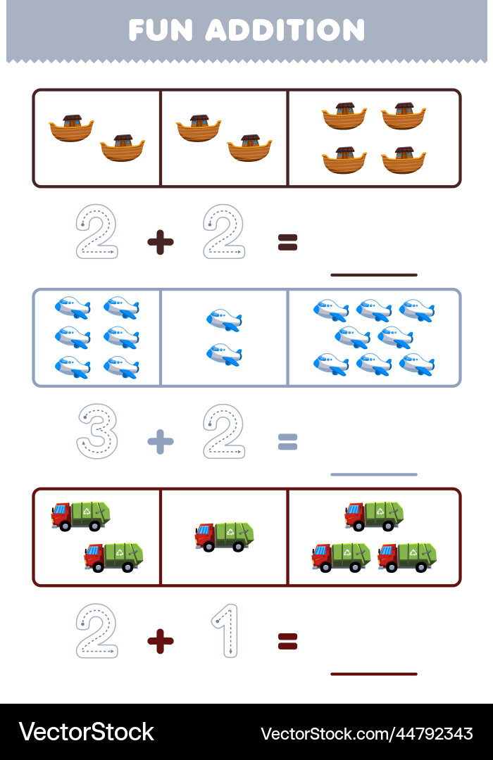 Education game for children fun addition Vector Image