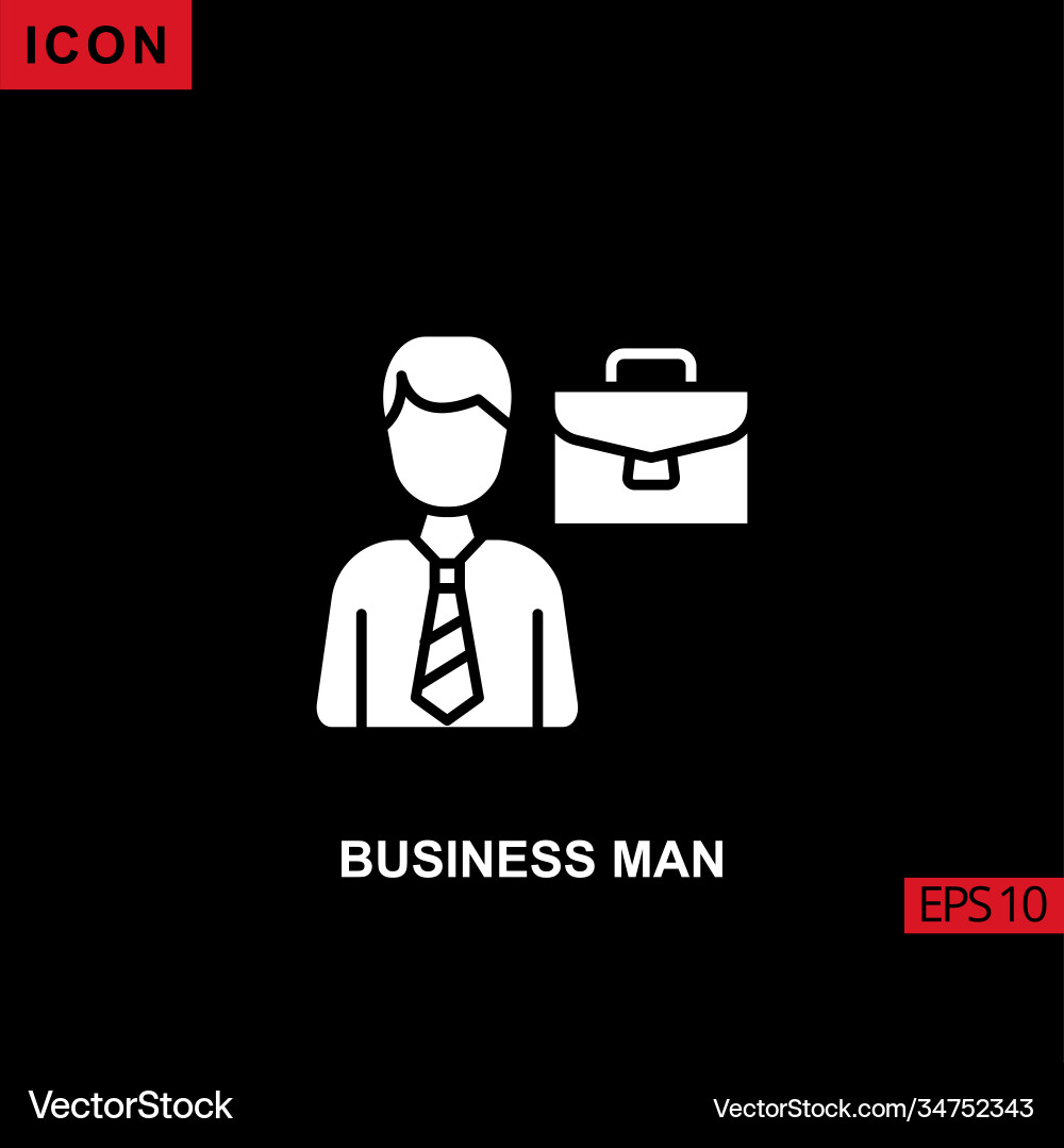 Icon business man with briefcase glyph flat Vector Image