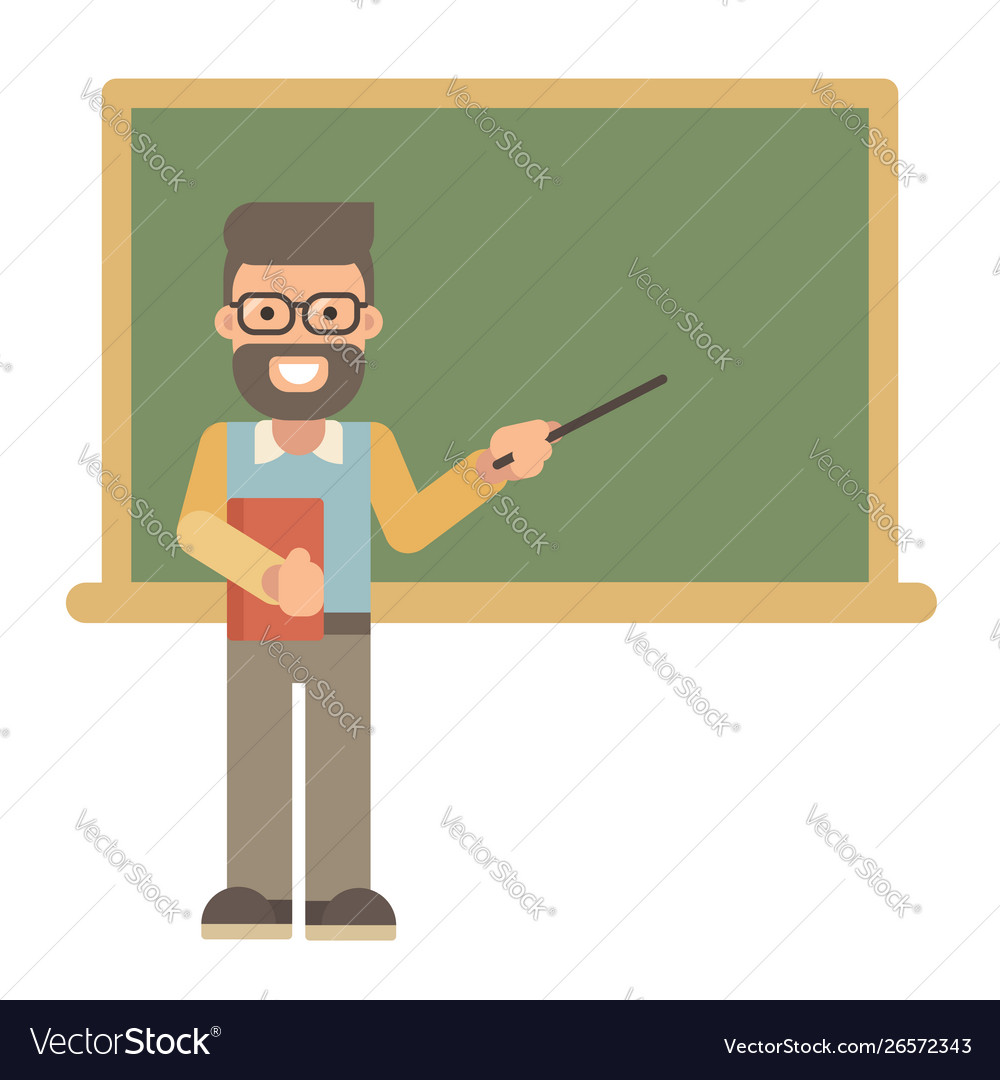 Male teacher with a book and pointer near Vector Image