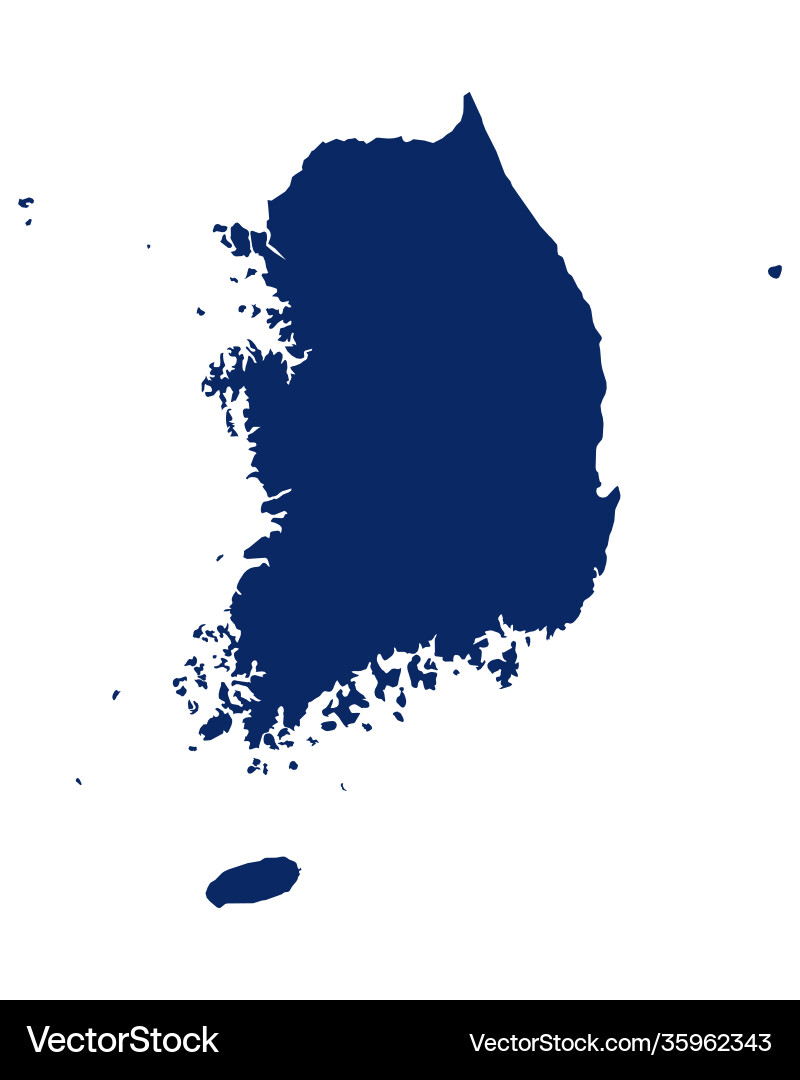 Map south korea in blue colour Royalty Free Vector Image