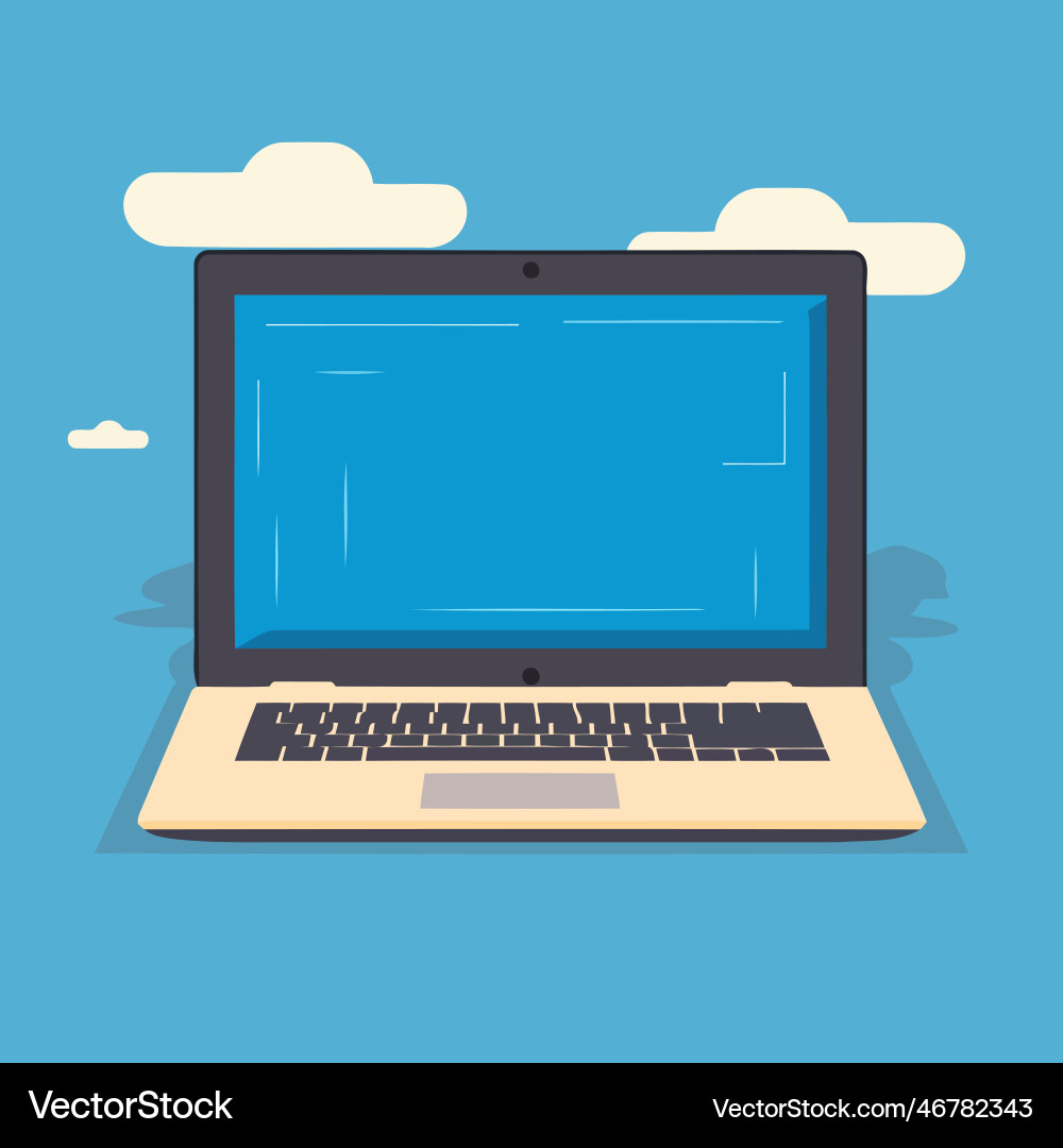 Open modern laptop with blue color Royalty Free Vector Image