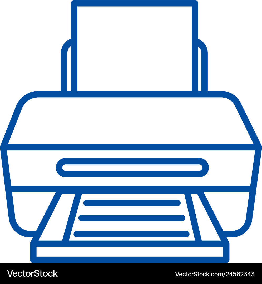 Printer with paper line icon concept Royalty Free Vector
