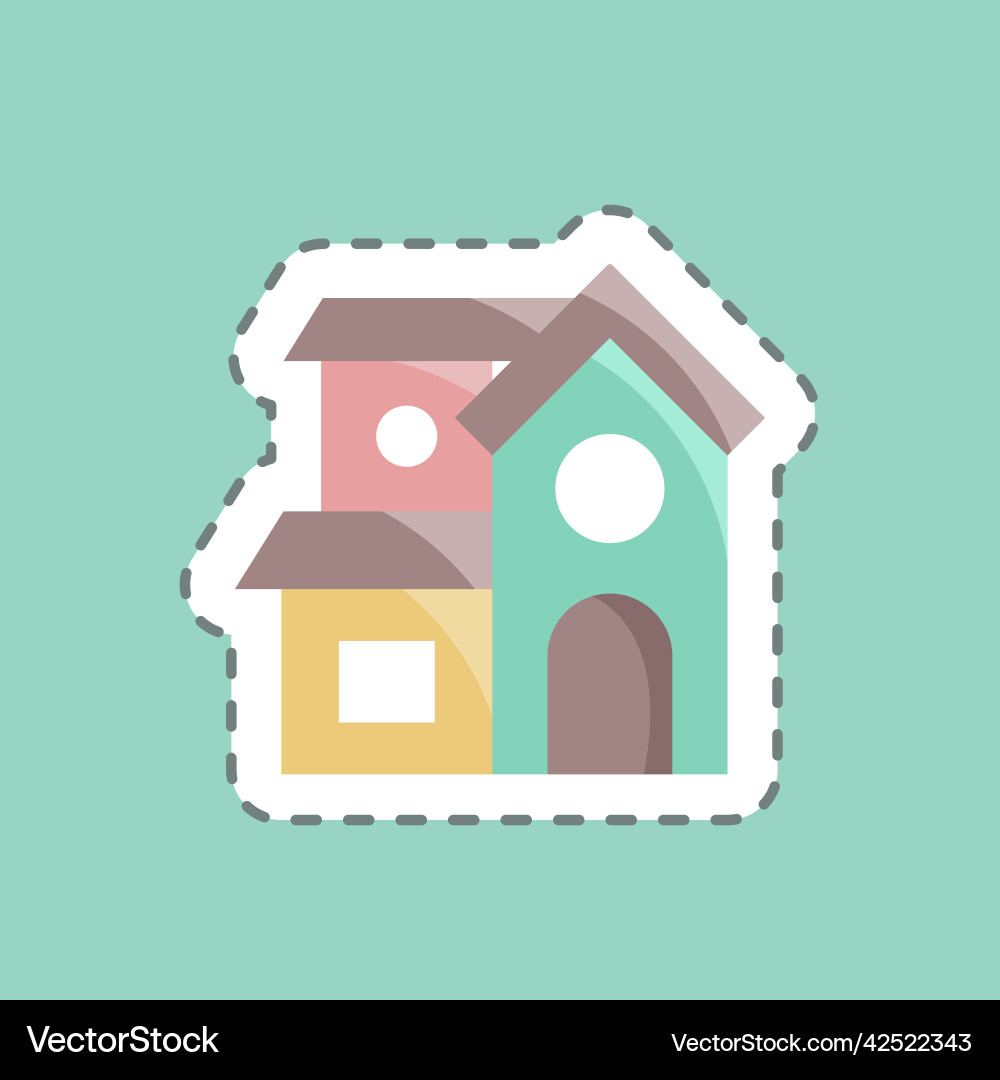Sticker line cut villa suitable for education Vector Image