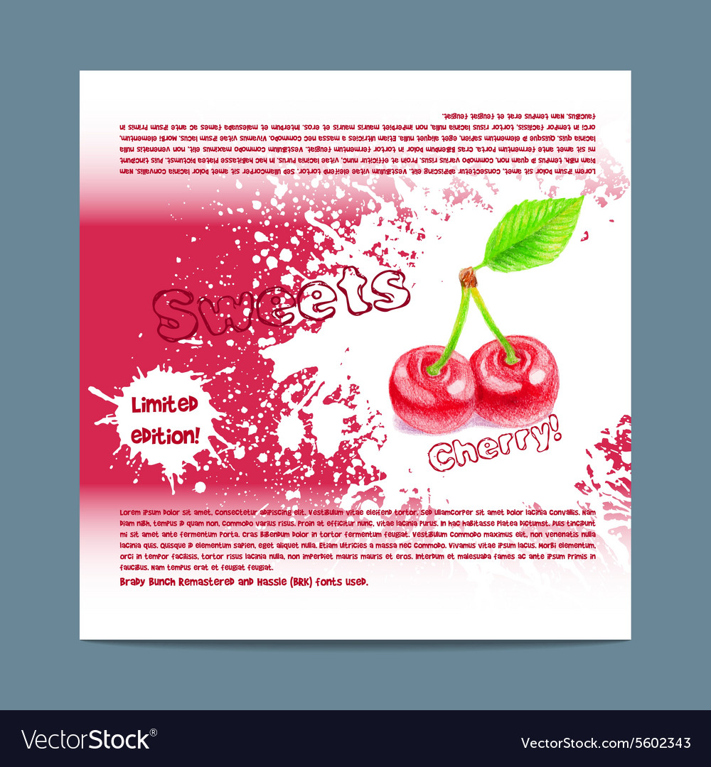 Template candy packaging cherry sweets Royalty Free Vector