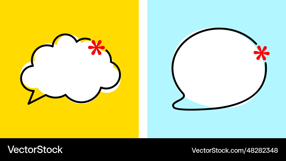 Cartoon speech bubbles outline with asterisk sign Vector Image