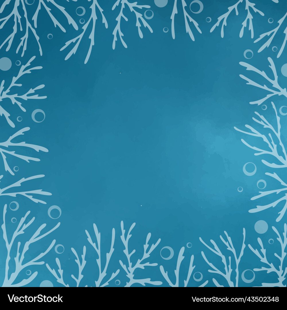 Coral reef and bubble under the sea frame Vector Image