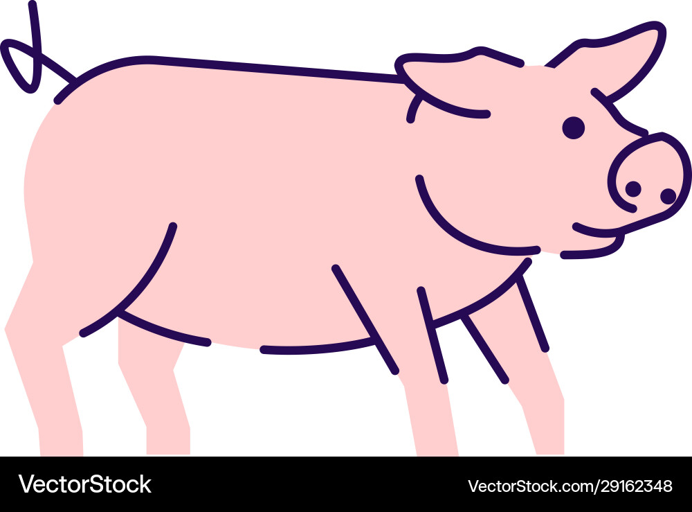 Cute pig side view flat livestock farming Vector Image
