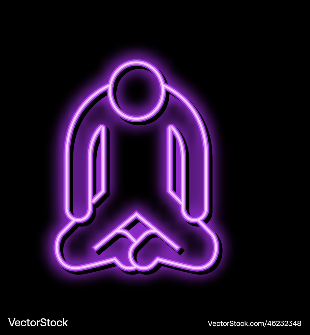 Depression people silhouette neon glow icon Vector Image