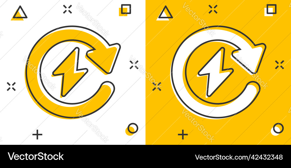 Energy recharge icon in comic style voltage Vector Image