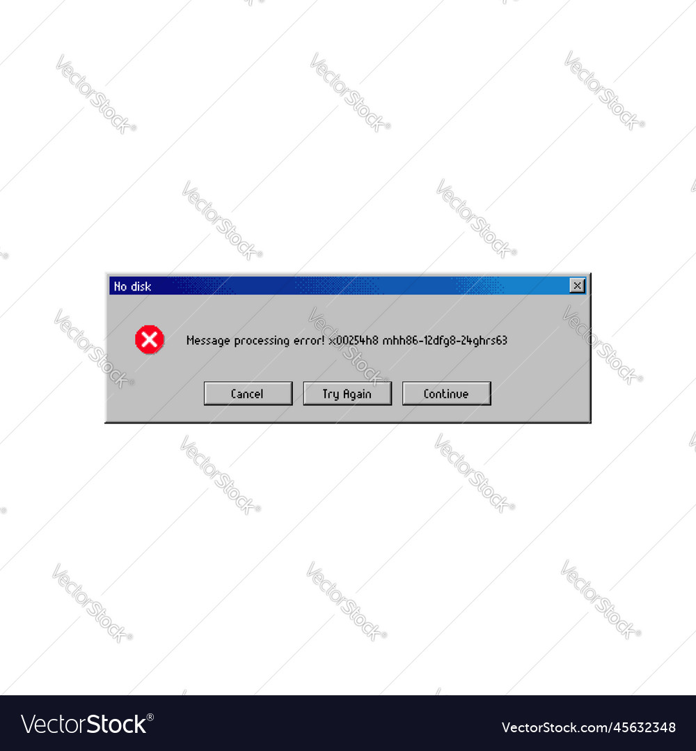 Error message window disk access failure popup Vector Image