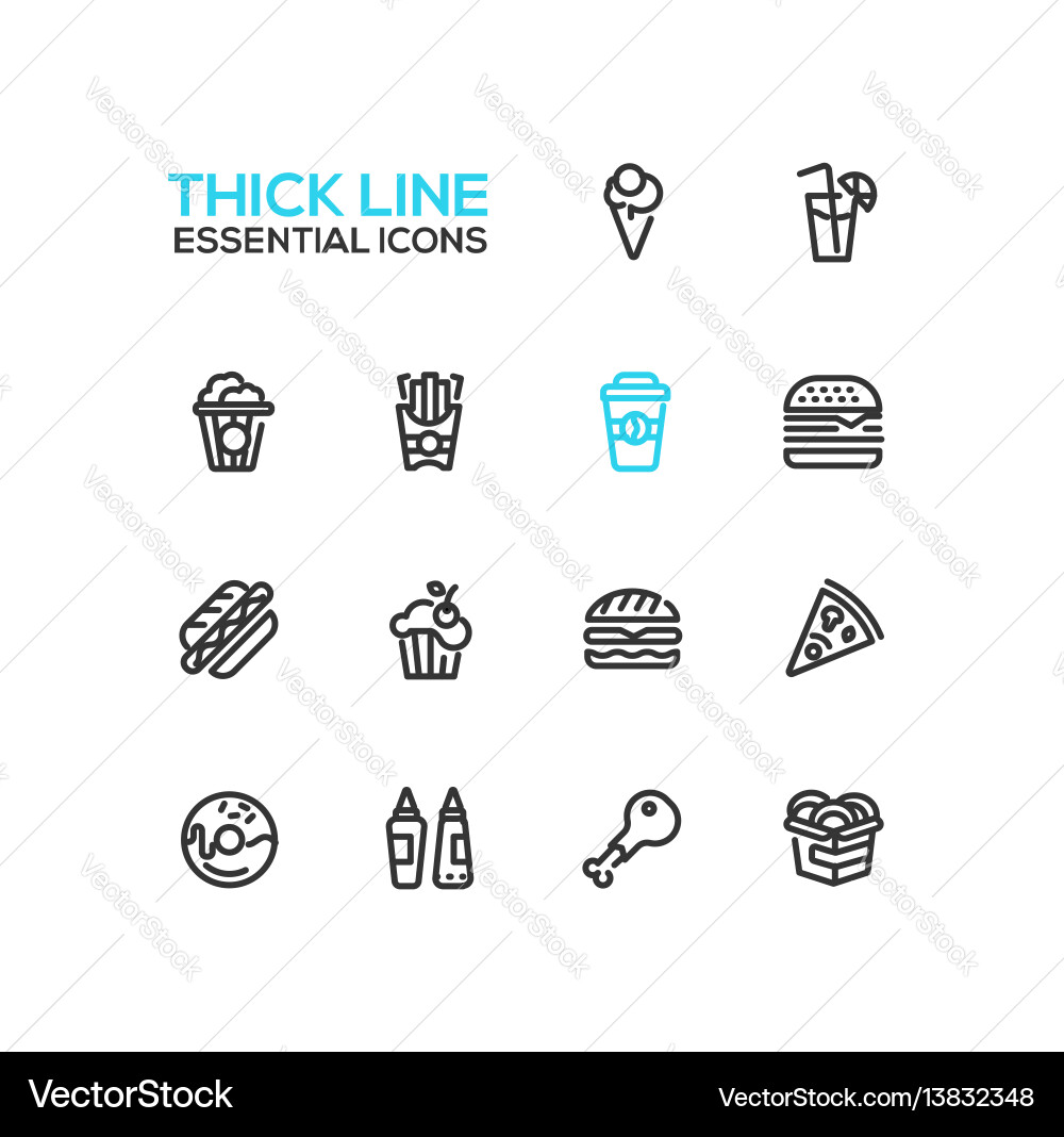 Fast food cafe menu icons set Royalty Free Vector Image