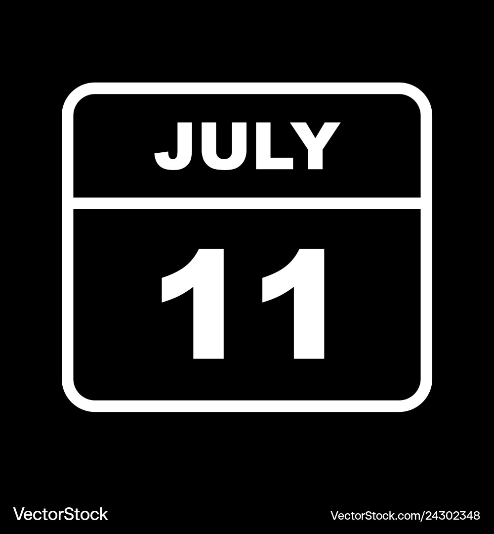 July 11th date on a single day calendar Royalty Free Vector