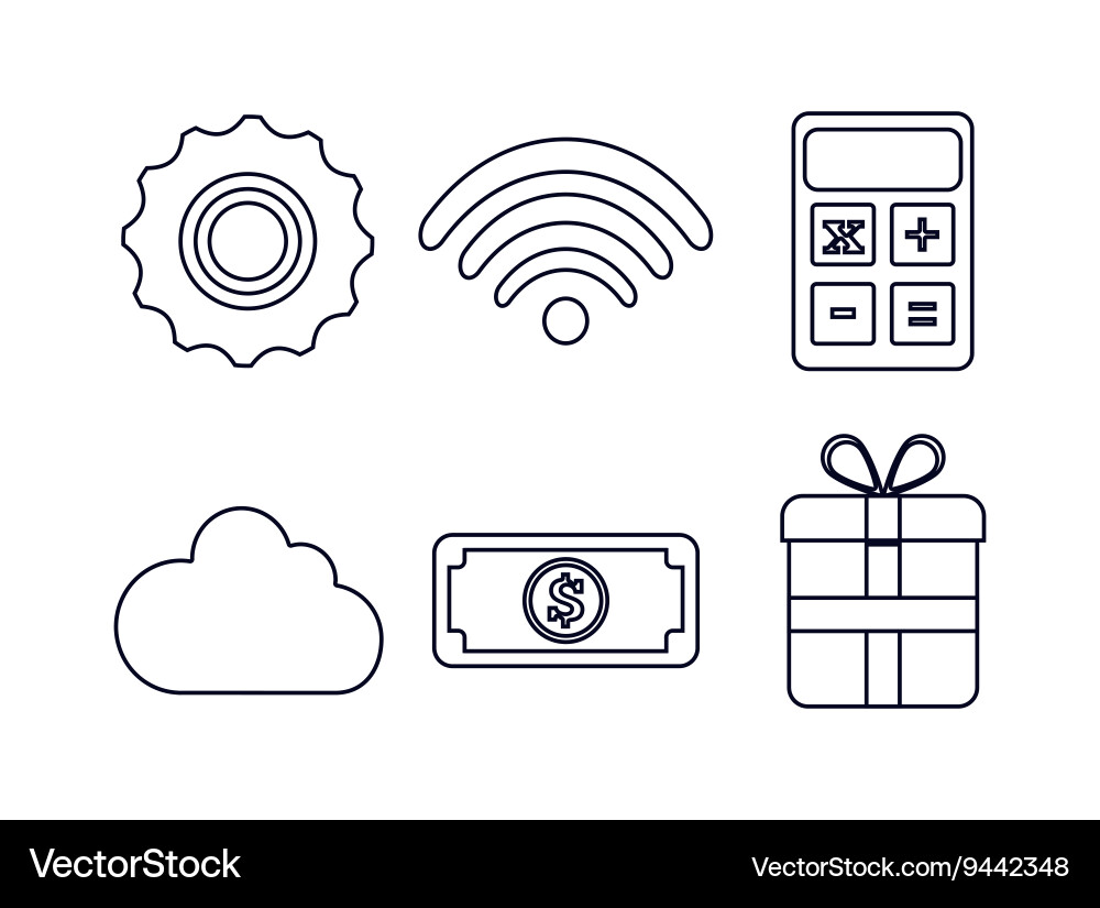 Media design set of silhouette icon Royalty Free Vector