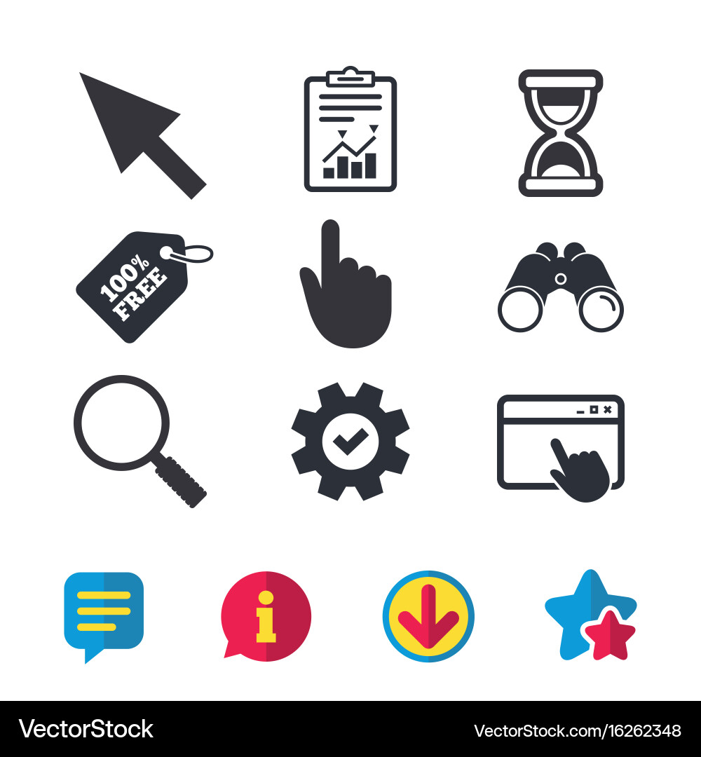 Mouse cursor icon hourglass magnifier glass Vector Image