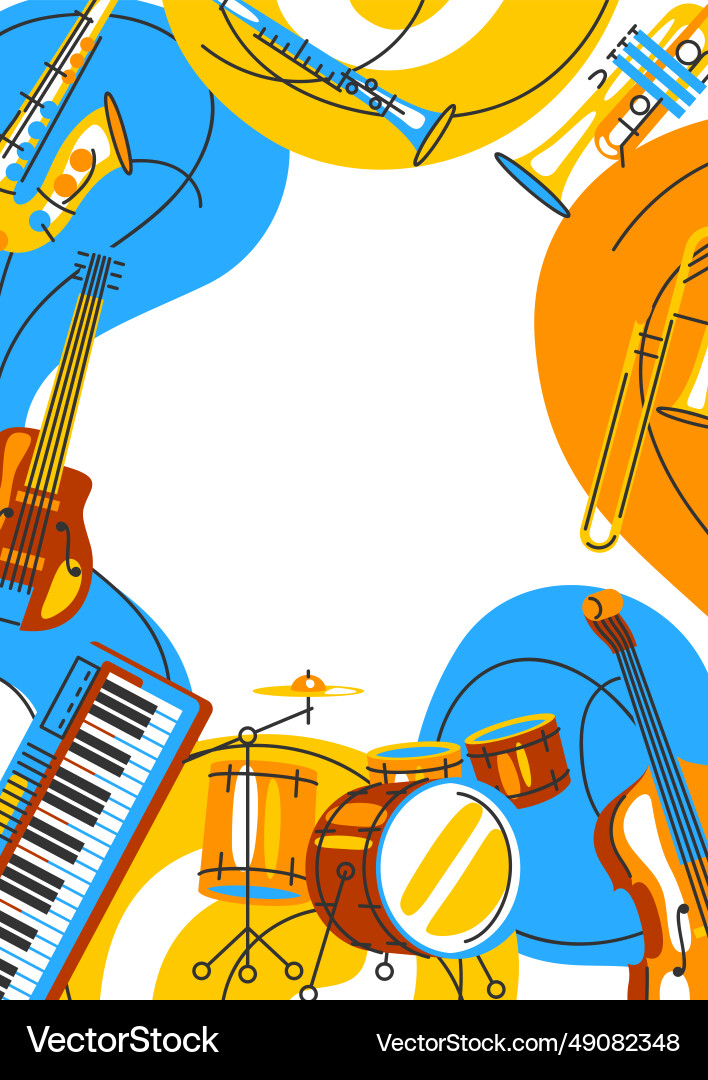 Poster with musical instruments jazz blues and Vector Image
