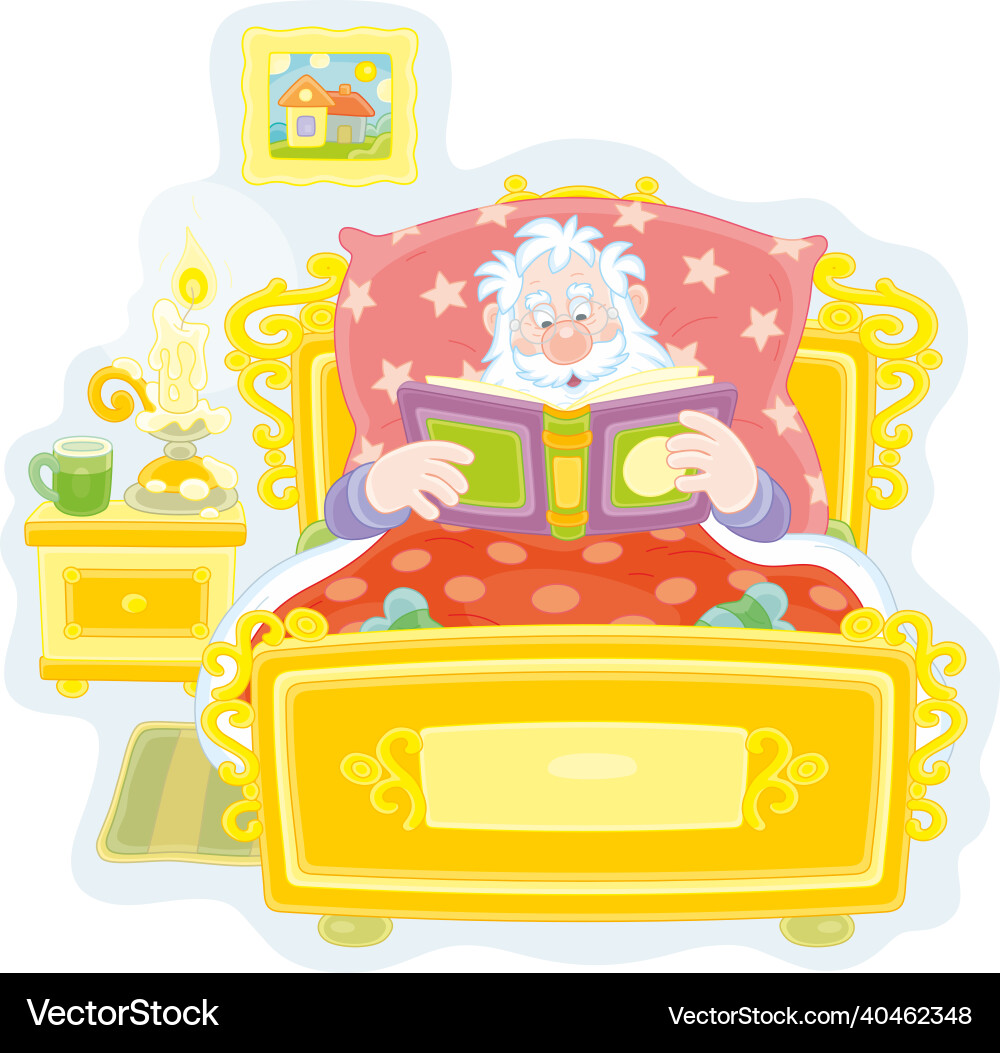 Santa claus reading an interesting book Royalty Free Vector