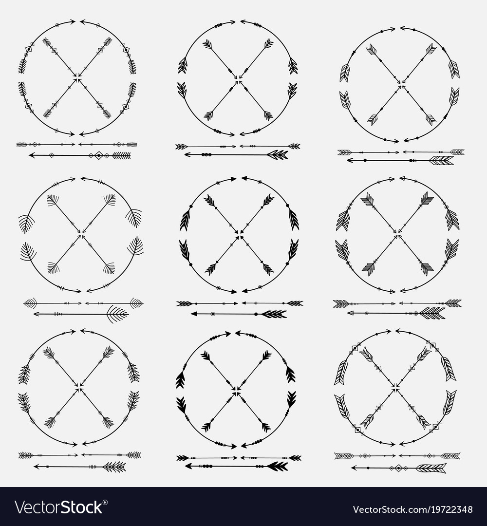 Set arrows and round frames Royalty Free Vector Image