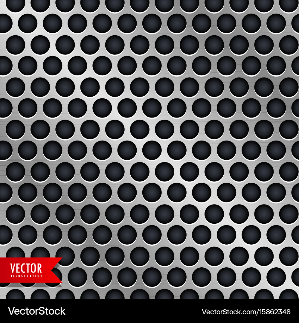 Silver metal background with circle holes Vector Image