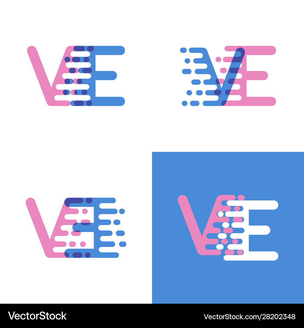 Ve letters logo with accent speed soft pink Vector Image