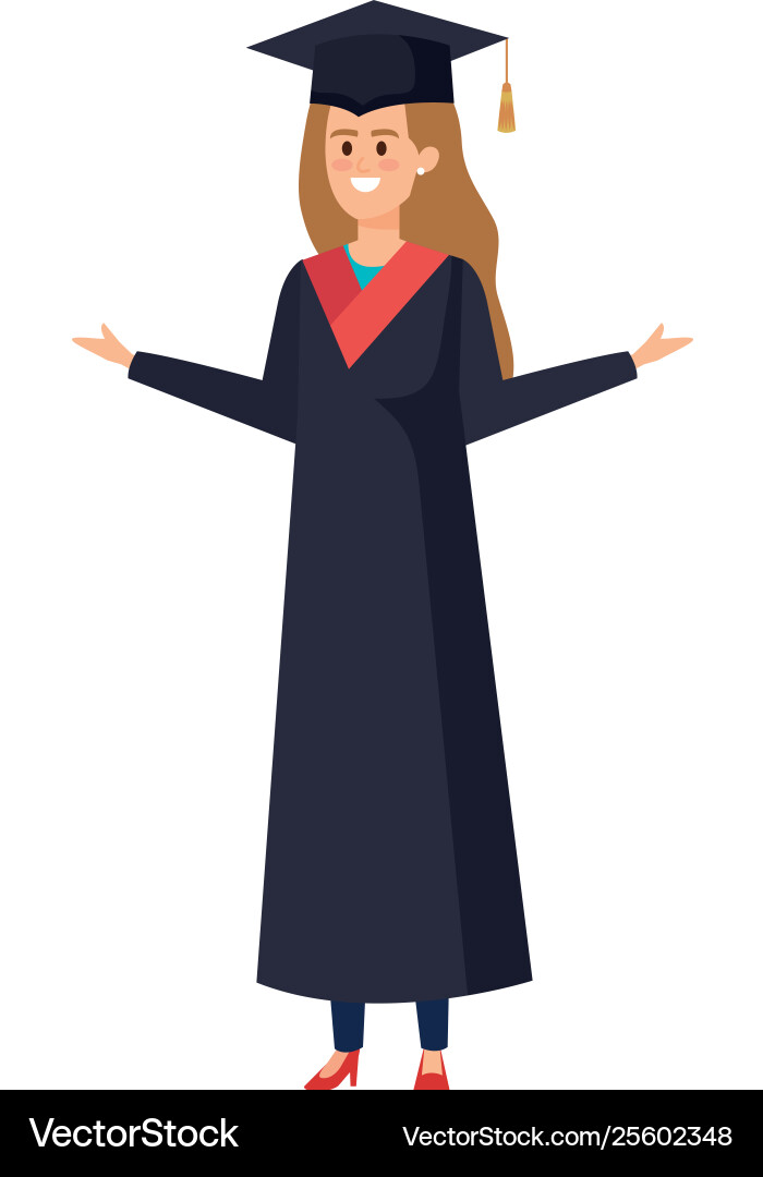 Young woman student graduated character Royalty Free Vector