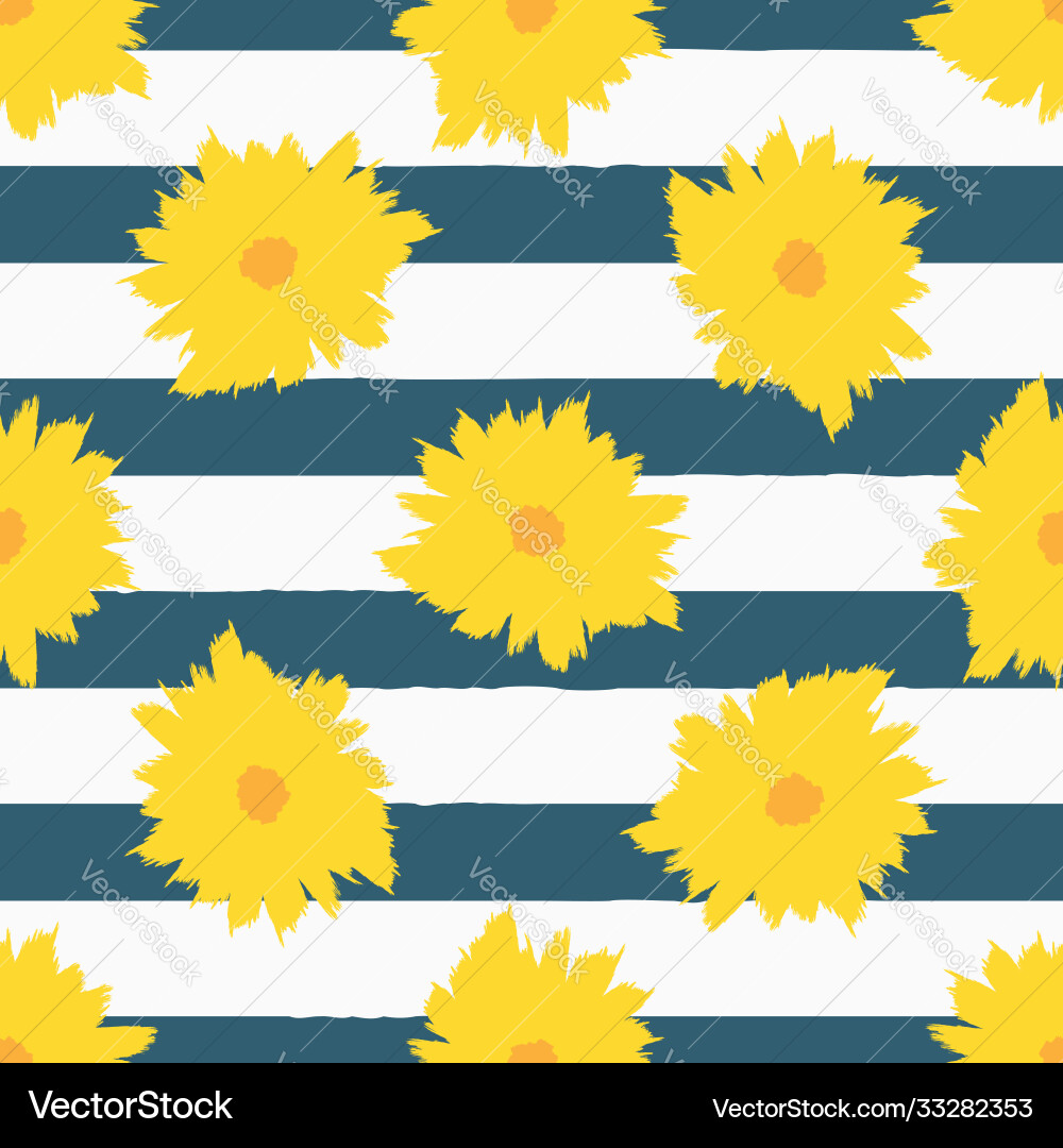 Abstract flowers on striped background stylish Vector Image