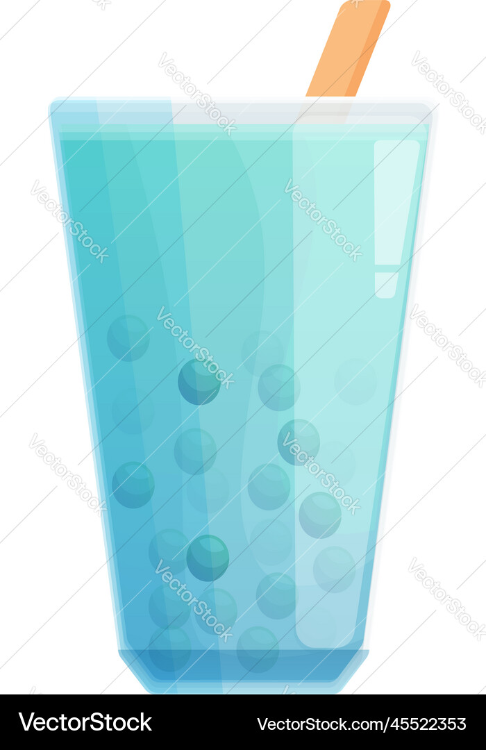 Blue bubble tea icon cartoon milk drink Royalty Free Vector