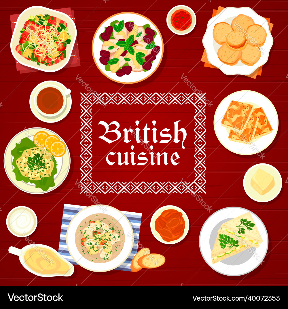 British cuisine meals menu cover template Vector Image