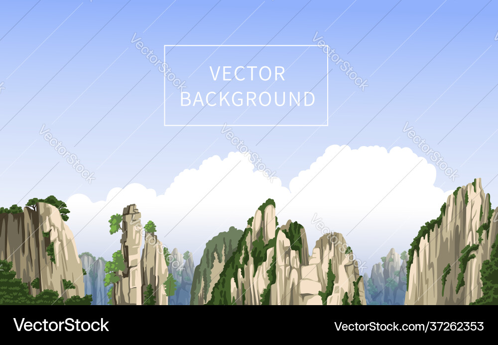 Chinese mountains panoramic landscape with big Vector Image
