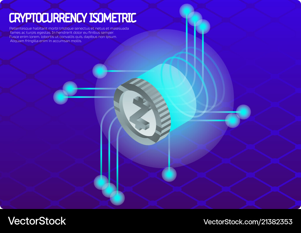 Coin color isometric banner Royalty Free Vector Image