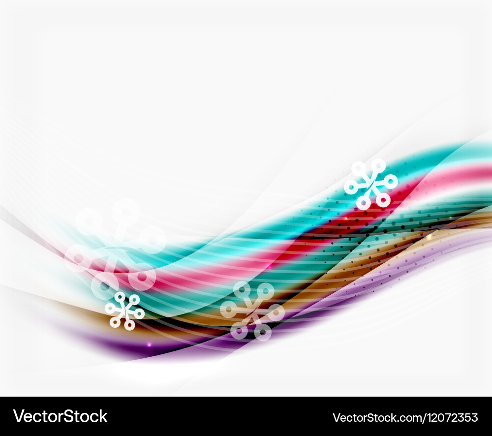 Color wave line with snowflakes winter Royalty Free Vector
