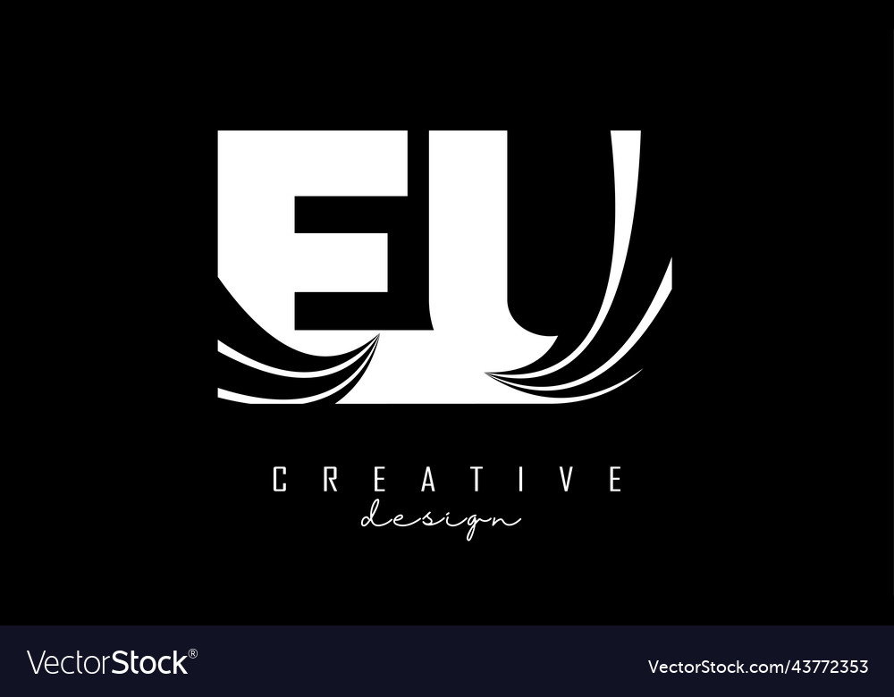 Creative white letters eu e u logo with leading Vector Image
