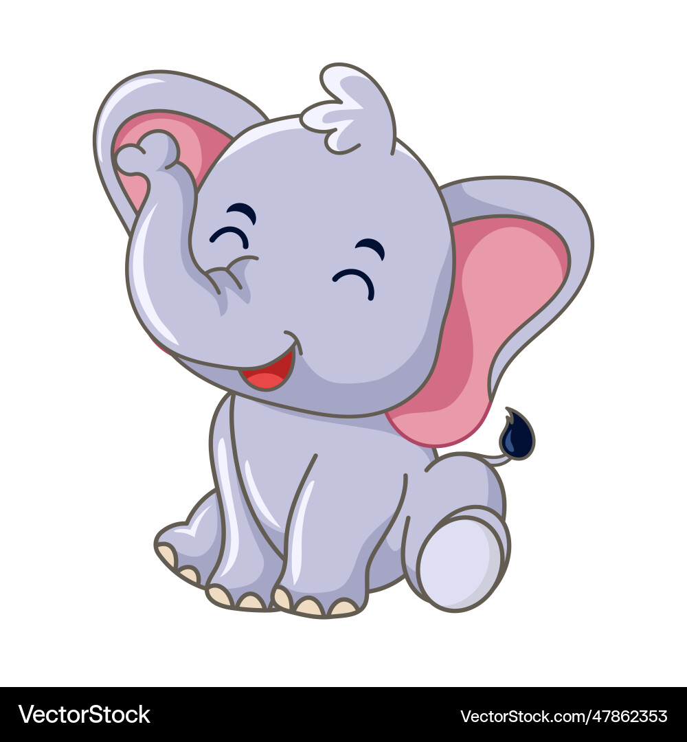 Cute elephant cartoon smiling with white Vector Image